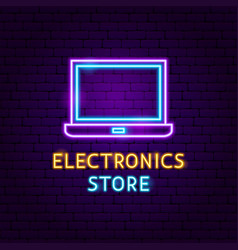 Electronics store text neon label Royalty Free Vector Image