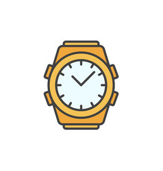 Golden watch line icon - wrist watch linear Vector Image
