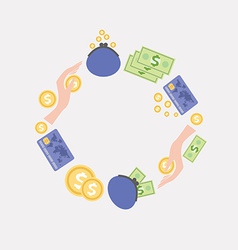 Round frame with dollars on white background Vector Image