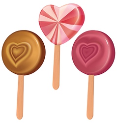 Heart shaped lollipop dessert icon on stick sweet Vector Image