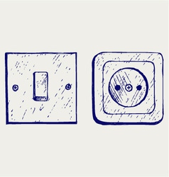 Set electric switch and plug Royalty Free Vector Image