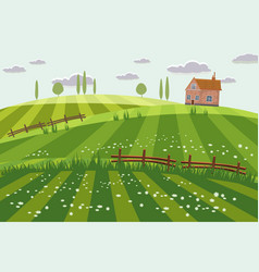 Rural countryside landscape farmhouse spring Vector Image