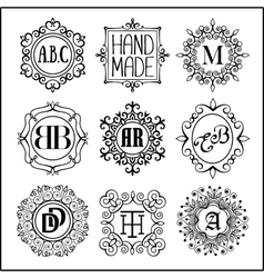 Monogram design floral outline frame or Royalty Free Vector