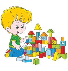 Children playing with bricks Royalty Free Vector Image