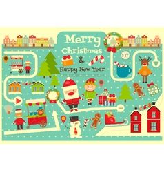 Christmas characters on city map Royalty Free Vector Image