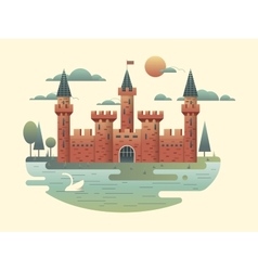 Antique brick european castle with tall tower Vector Image
