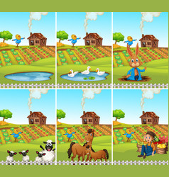Set farm landscape Royalty Free Vector Image - VectorStock