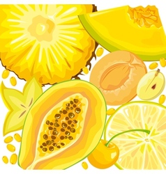 Yellow fruits and berries frame Royalty Free Vector Image