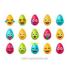 Easter eggs emoji set cute funny emotional icons Vector Image