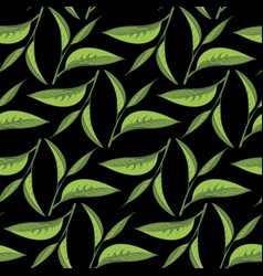 Seamless tea leaves pattern Royalty Free Vector Image