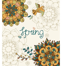 Natural floral background with spring lettering Vector Image