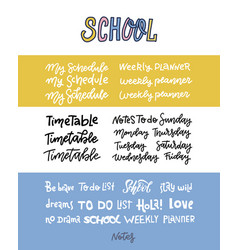 Trendy hand lettering set of days of the week Vector Image