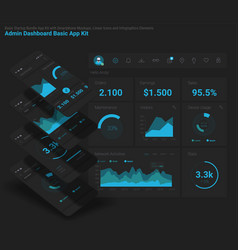 Flat design responsive admin dashboard ui mobile Vector Image