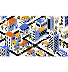 City street cartoon town cityscape with cars and Vector Image