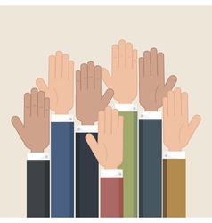 Raised hands people celebrating Royalty Free Vector Image