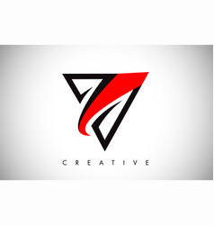 V black and red logo letter creative letter Vector Image