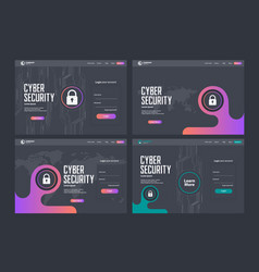 Cyber security landing page template design Vector Image