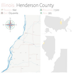 Map of henderson county in illinois Royalty Free Vector