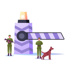Border patrol inspects barrier Royalty Free Vector Image