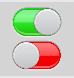 Toggle switch buttons on and off 3d oval gray Vector Image