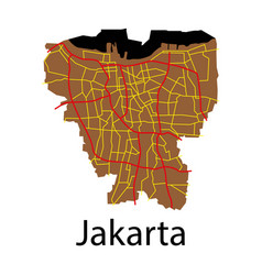 Flat outline map indonesian capital jakarta Vector Image