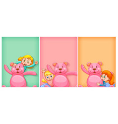 Cute cartoon teddy bear girl with bubble gum Vector Image
