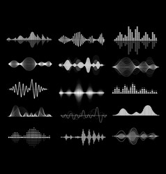 Black music soundwave icons set Royalty Free Vector Image