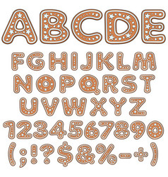 Set gingerbread cookies alphabet numbers Vector Image