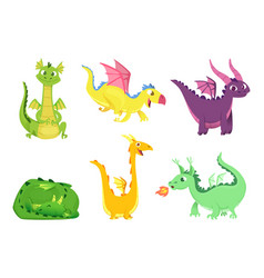Cute dragons fairytale amphibians and reptiles Vector Image