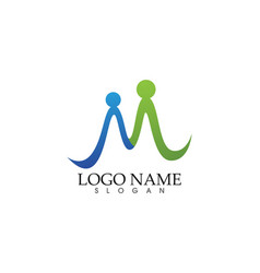 M family care letter wave logo template Royalty Free Vector