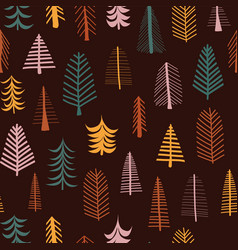 Cute trees seamless pattern forest background Vector Image