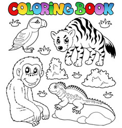 Coloring book zoo animals set 1 Royalty Free Vector Image