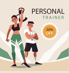 Personal trainer posts template design Royalty Free Vector