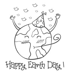 Happy earth day with tree hand draw Royalty Free Vector