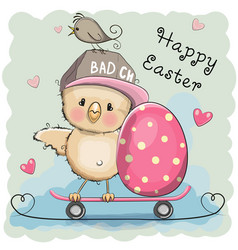 Cute chicken girl with a bow Royalty Free Vector Image