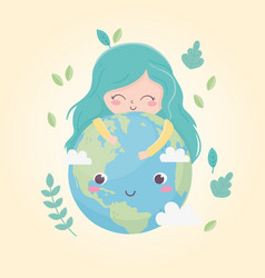 Girl with earth day symbol Royalty Free Vector Image