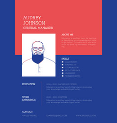 Male female cv resume cartoon Royalty Free Vector Image