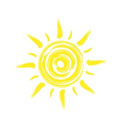 Rainbow and sun artistic brush drawing Royalty Free Vector