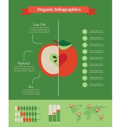 Organic infographics with apple and charts Vector Image
