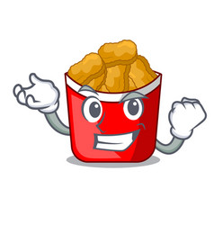 Smirking chicken nuggets on above cartoon plate Vector Image