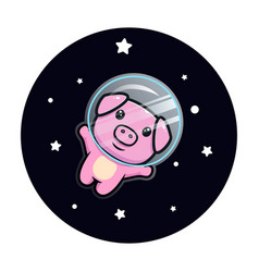 Cute pig astronaut floating on space mascot Vector Image