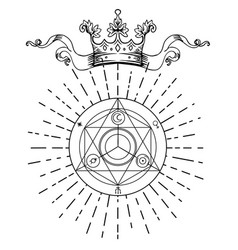 Alchemy symbol with royal crown sacred geometry Vector Image