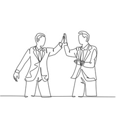 Business deal concept one line drawing two Vector Image