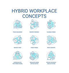 Hybrid workplace concept icons set Royalty Free Vector Image