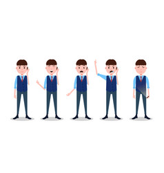 Teen boy character sad phone call male red suit Vector Image