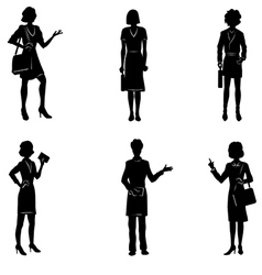 Six businesswomen silhouettes Royalty Free Vector Image