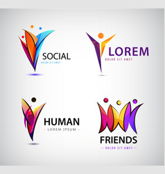 3d men human people logo of 4 meeting Royalty Free Vector