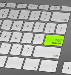 Computer keyboard with 24 7 key Royalty Free Vector Image