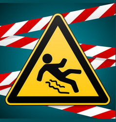 Caution - danger beware of slippery safety sign Vector Image