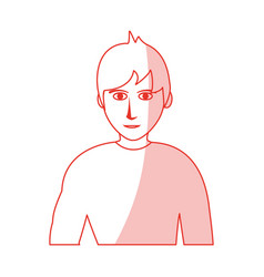 Red silhouette shading cartoon half body man Vector Image